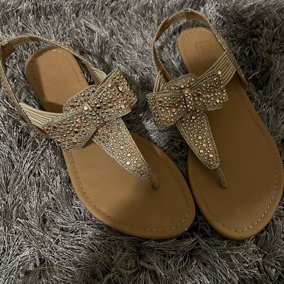 Material Girl | Shoes | Material Girl Bow Sandals Rose Gold Studded ...